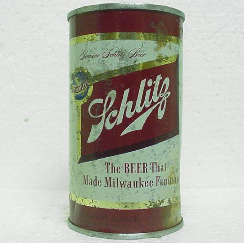 SCHLITZ BEER Can - Jos. Schlitz Brewing - Milwaukee, WI - Flat Top