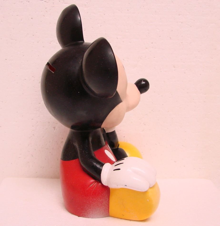 MICKEY MOUSE Bank - Hard Plastic - Mickey sitting - © DISNEY