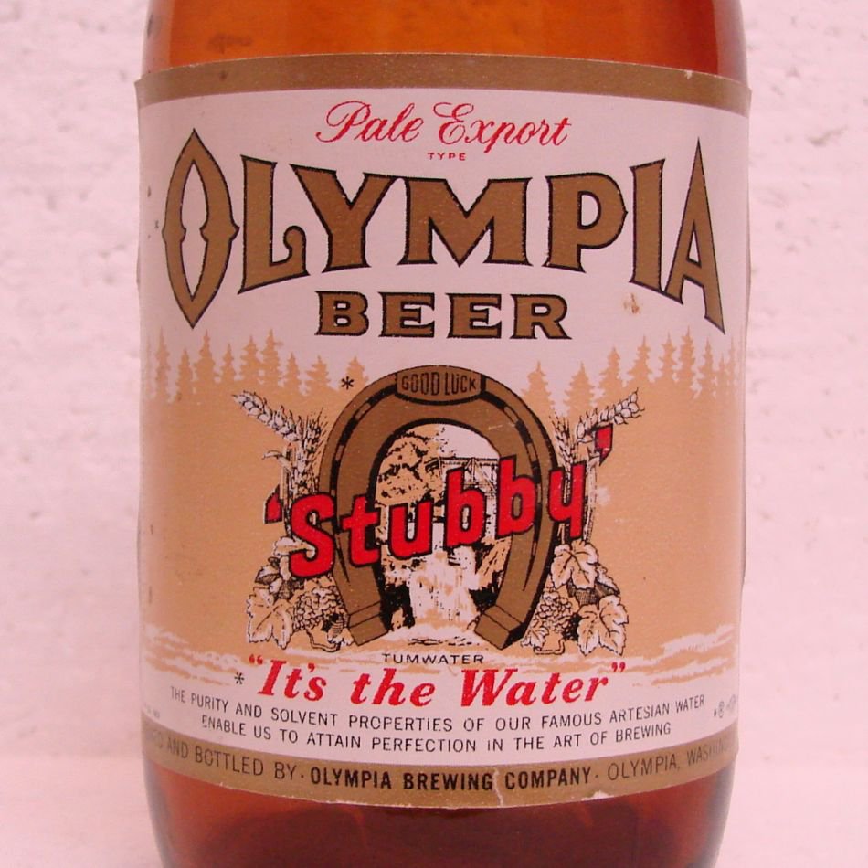 OLYMPIA BEER "STUBBY" Bottle w/ label - Olympia Brewing Co. - Olympia ...