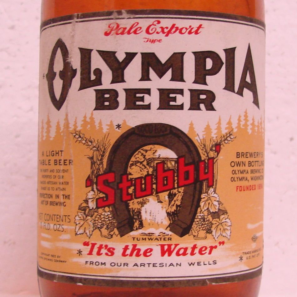 OLYMPIA BEER "STUBBY" Bottle w/ label - Olympia Brewing Co. - Olympia ...