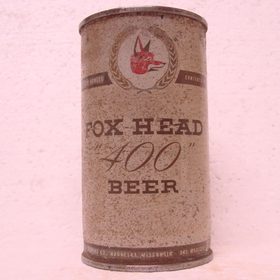 FOX HEAD "400" BEER Can - Fox Head Brewing Co. - Waukesha, WI - flat ...