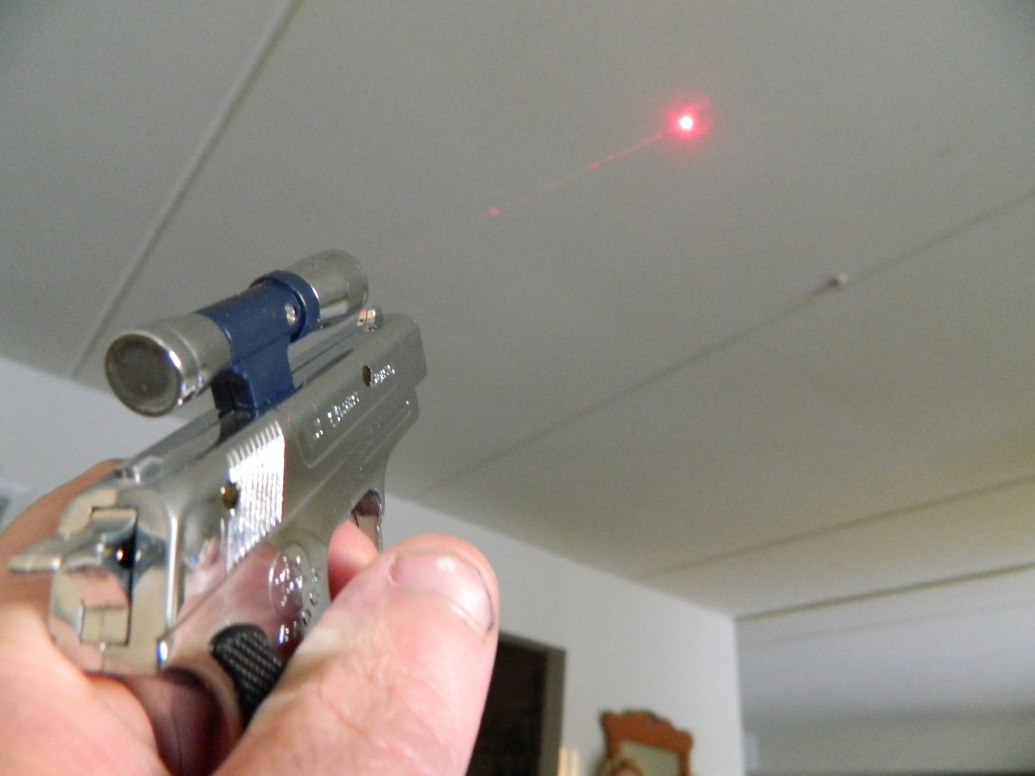 Chrome Pistol Gun Shaped Jet Torch Lighter With USA Legal Red Laser