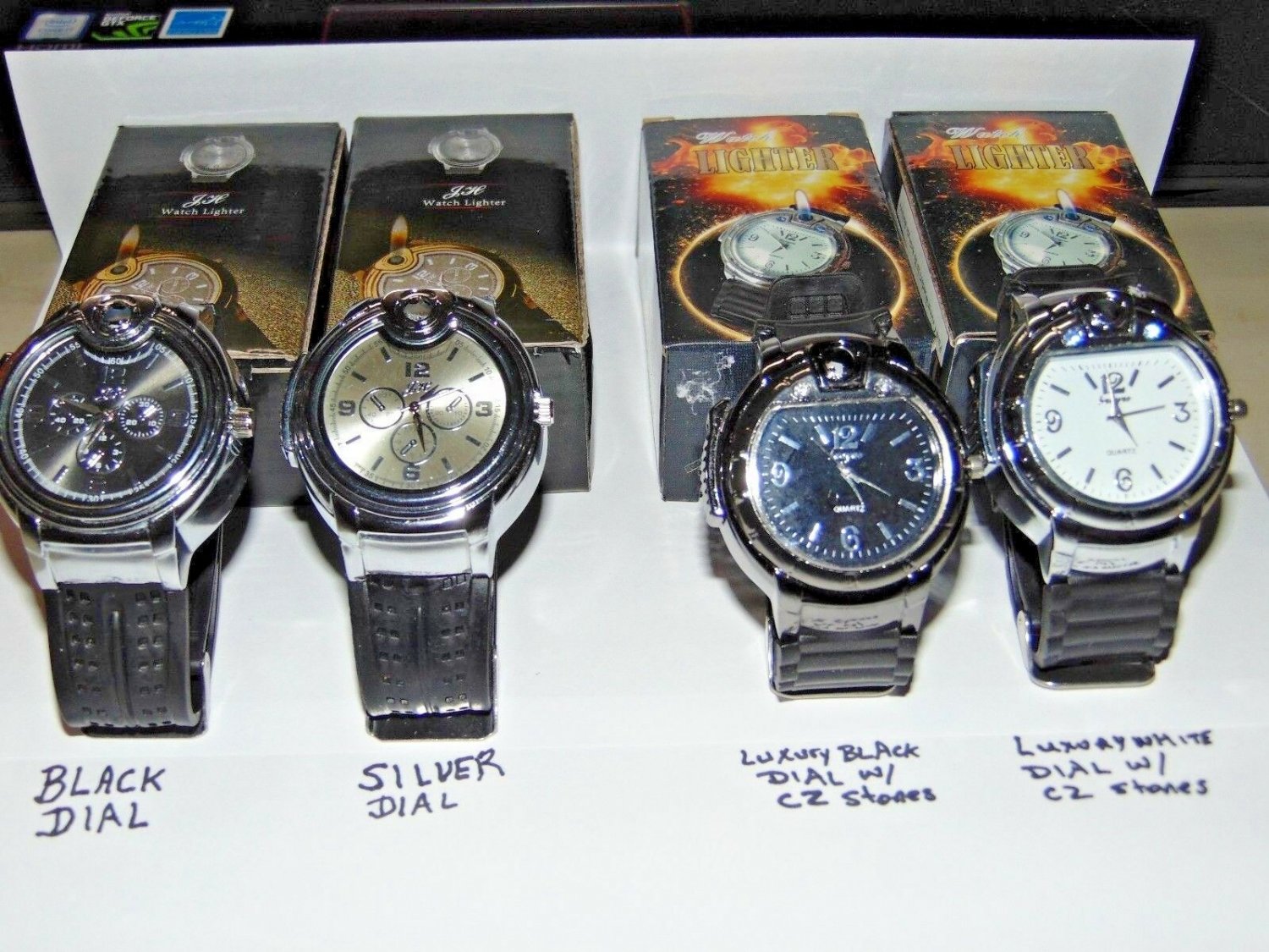 Wrist Watch With Built In Butane Lighter Black Silver Or White Dial USA ...