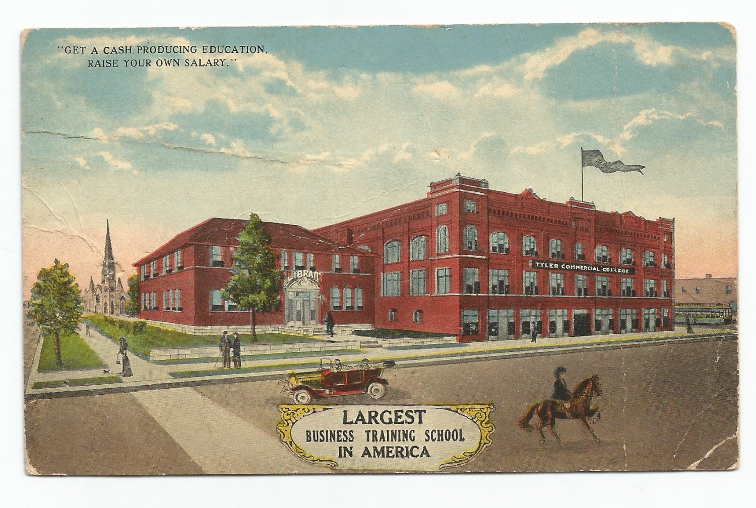 Tyler Commercial College Tyler Texas Vintage Postcard