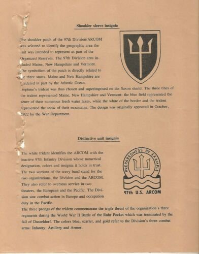 The Trident Heritage: A Brief History of the 97th Infantry Division