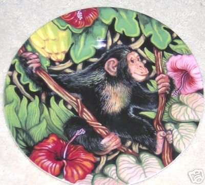 FITZ & FLOYD EXOTIC JUNGLE MONKEY PLATE - FABULOUS!