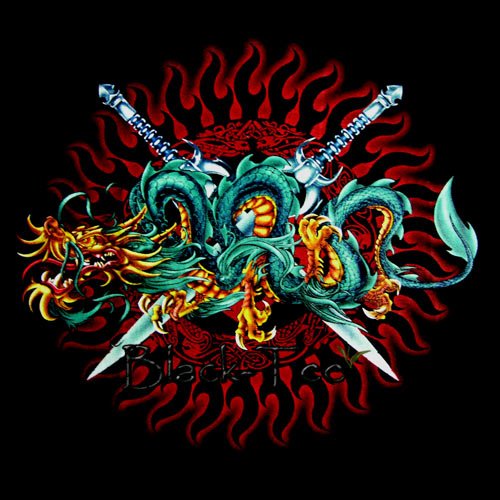 DRAGON - TWIN SWORD TATTOO TEE T SHIRT BLACK Size L / D33