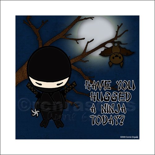 Ninja ART PRINT 8 x 8 (Hug a Ninja) Sad Ninja