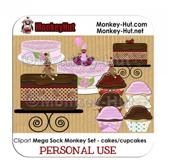 SOCK MONKEY clip art MEGA party set (v1) - PERSONAL USE