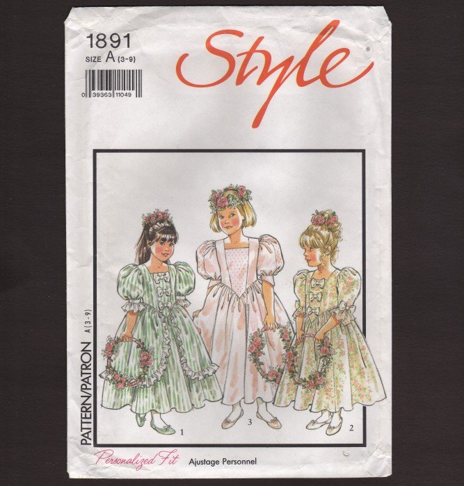 Style 1891 Flower Girl Jr Bridesmaid Dressy Dresses Sewing Pattern Size ...