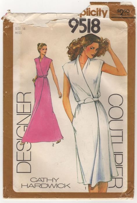 Simplicity 9518 Cathy Hardwick designed Mock Wrap Dress Sewing Pattern ...