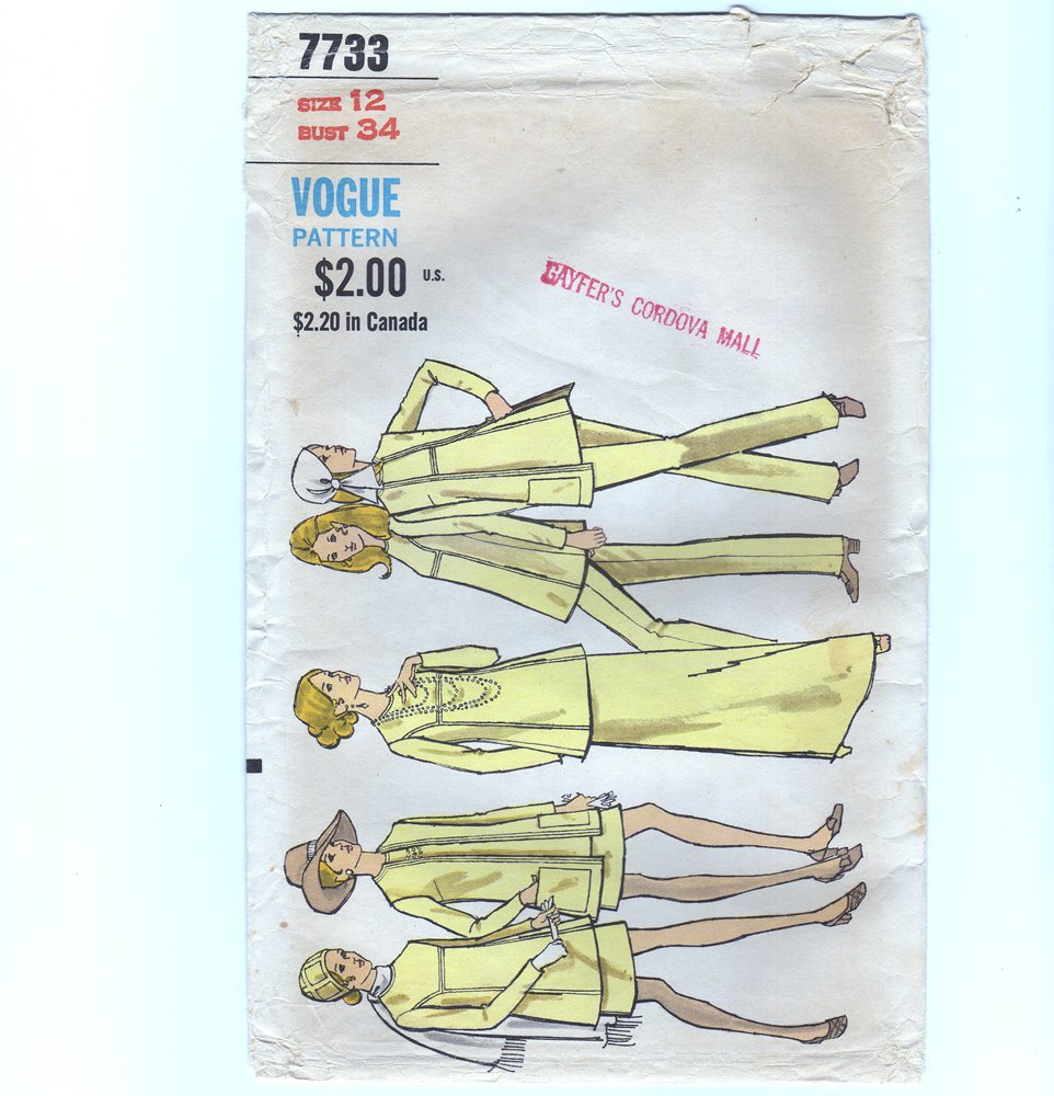 Vintage Uncut 1970s Misses Tunic, Jacket, Skirt, Pants Vogue 7733 ...