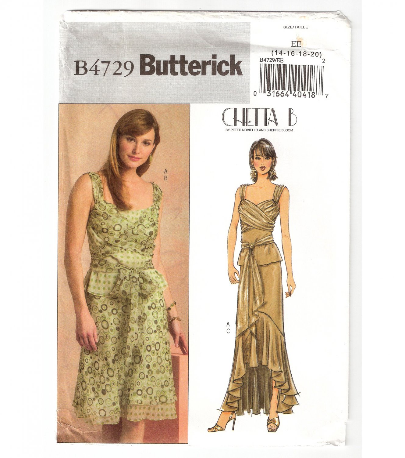 Butterick 4729 Uncut Misses Top with Drapes Skirt 2 Lengths Sewing ...