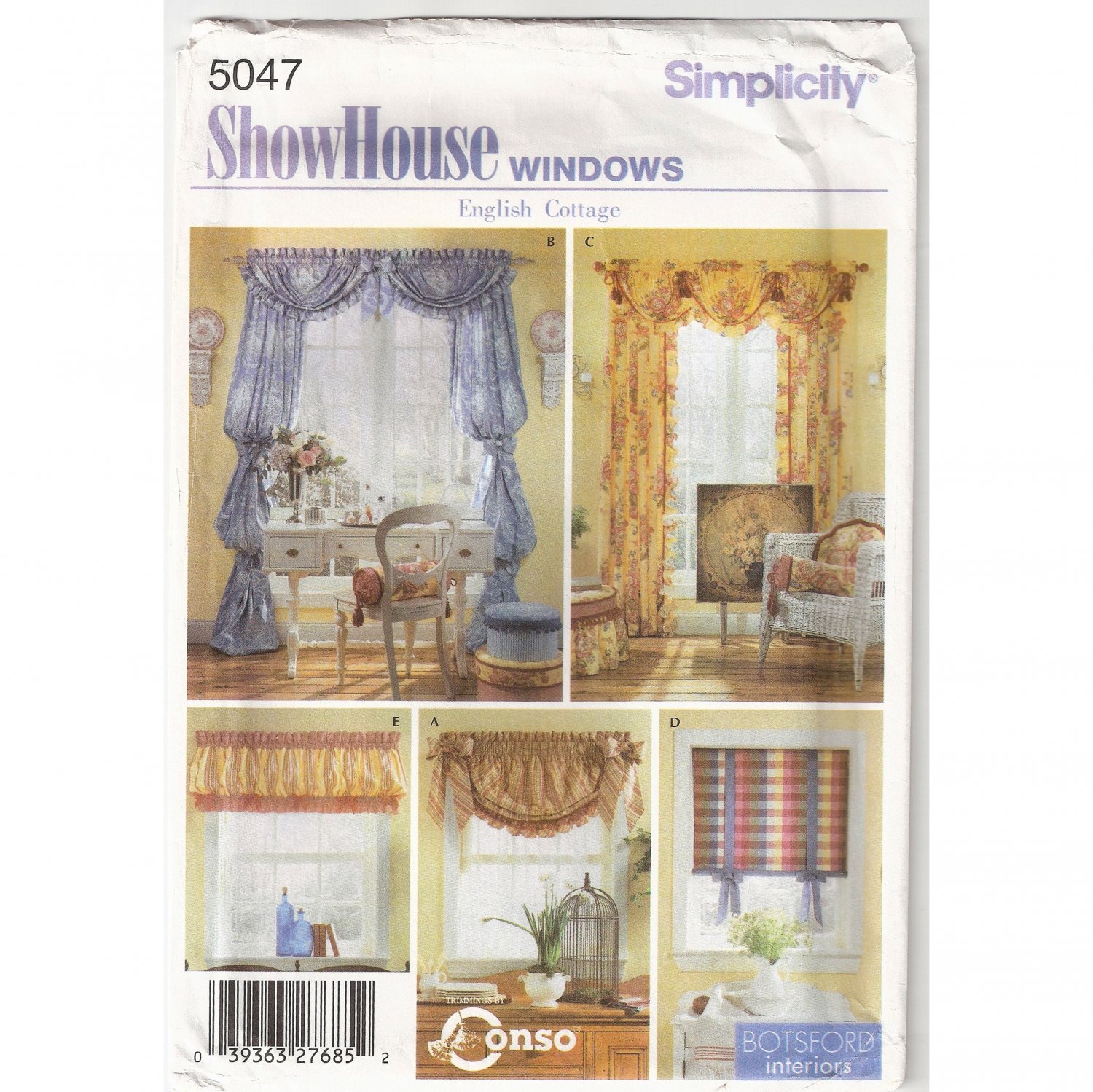 Simplicity 5047 Window Treatments Uncut Sewing Pattern Drapery Panels ...