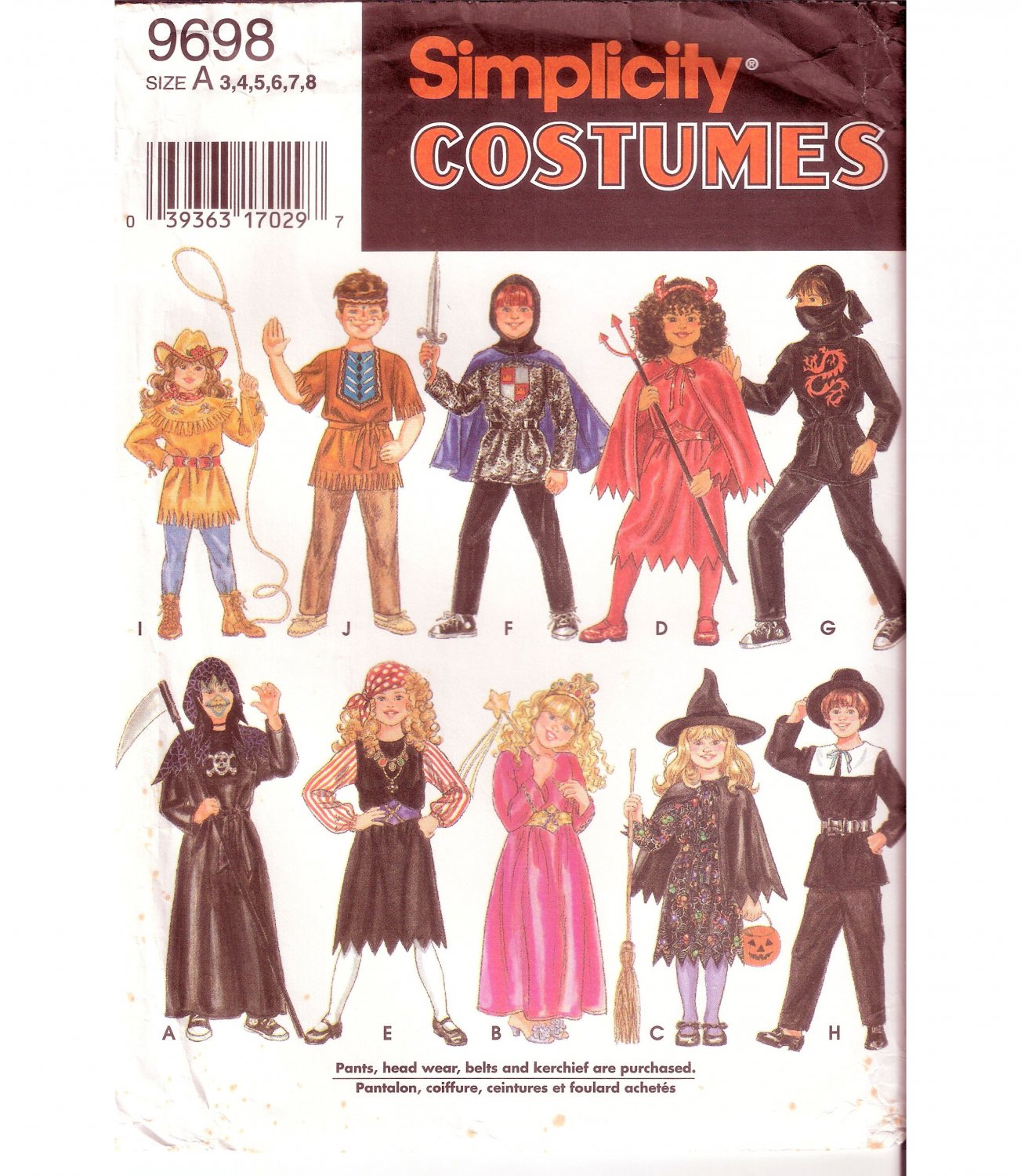 Simplicity 9698 UNCUT Children Costumes Mix & Match Children Size 3-8 ...