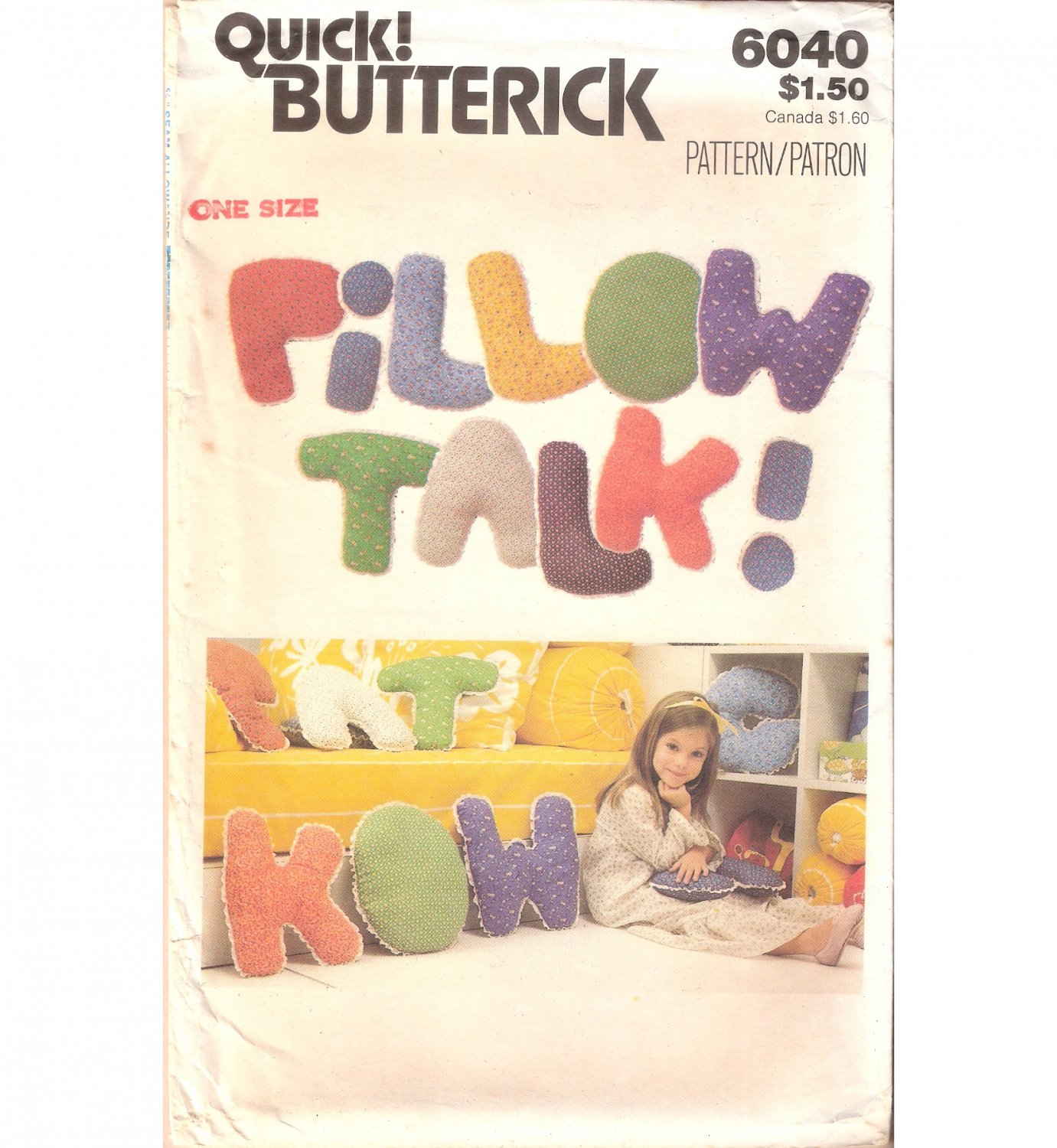 Butterick 6040 Pillow Talk! Stuffed Alphabet Letter Pillows Sewing ...