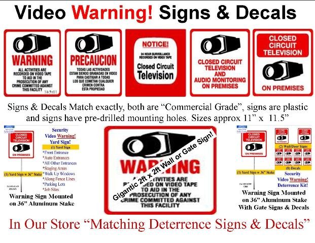 Commercial Grade CCTV Security Surveillance Video Warning! Deterrence ...