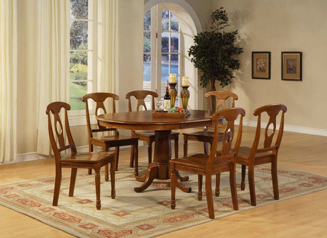 Portna-5-PC Oval Dinette Dining Table set- 42"x60"in Saddle Brown ...