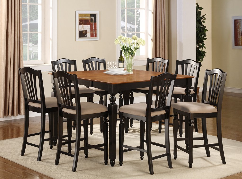 5-PC Chelsea Gathering Counter Height Table with 4 Chairs in Black ...