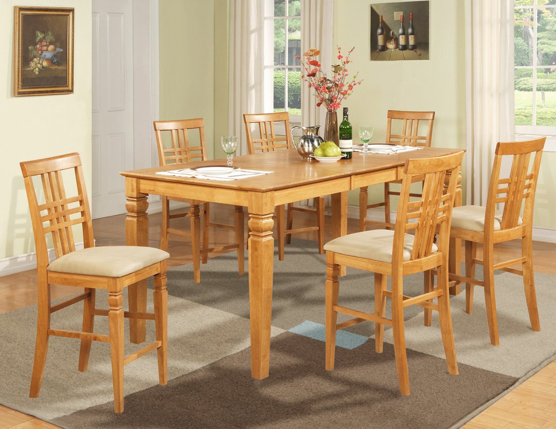 Logan 7-PC Elegantly-designed Counter Height Set with 18" Leaf-Golden ...