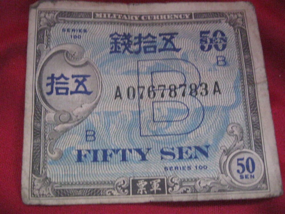MILITARY CURRENCY FIFTY SEN SERIES 100 KOREA/JAPAN VINTAGE OLD