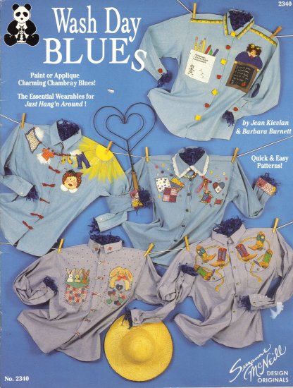 Country Wash Day Blues Fabric Painting Pattern or Applique Chambray ...