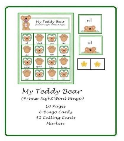 Teacher Resources and Literacy Center - My Teddy Bear Bingo (Primer ...