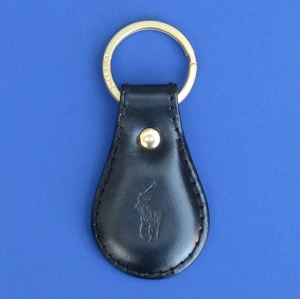 NWT Polo Ralph Lauren Black Leather Split O-Ring "Polo Player" Key ...