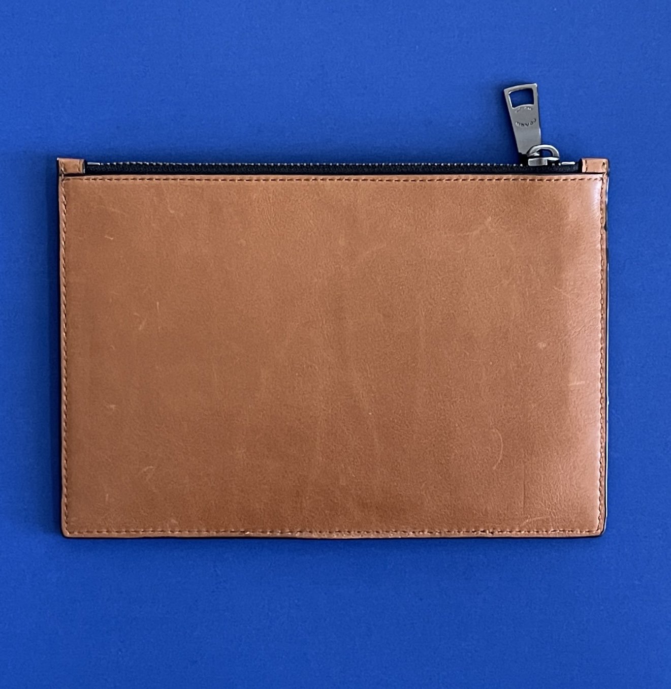NEW Coach Tan Leather Slim Tech Zip Top Envelope