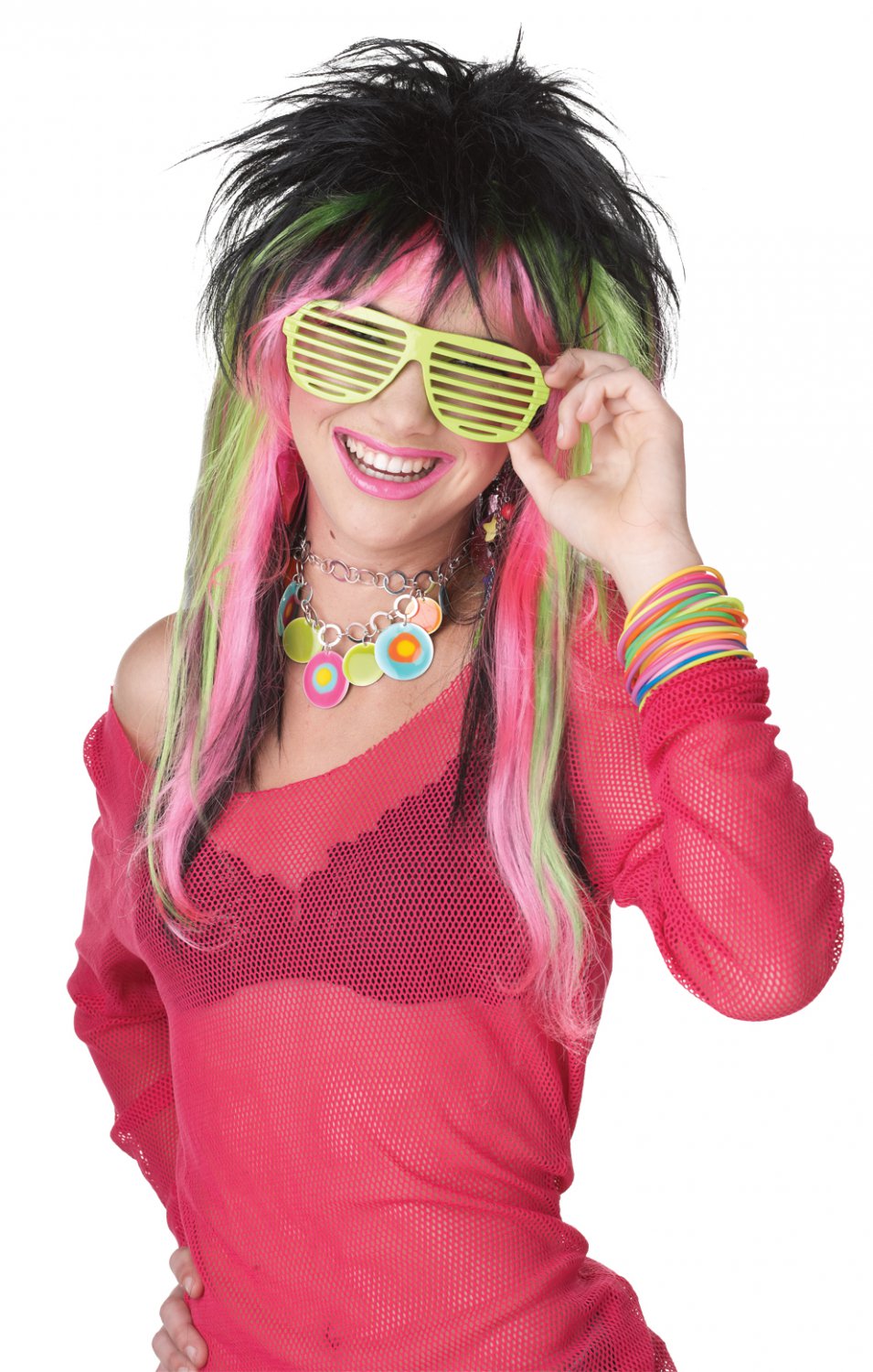 #70673 Hollywood Diva Rave Candy Rock Star Adult Costume Wig
