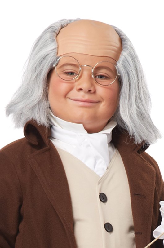 #70751 American Patriotic Inventor Benjamin Franklin Child Costume Wig