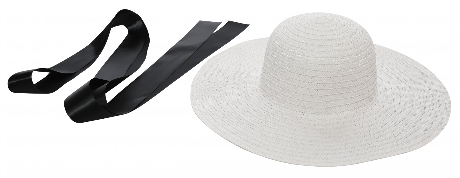 #60752 Southern 1800's Straw Hat with Ribbon Costume Toy Accessory