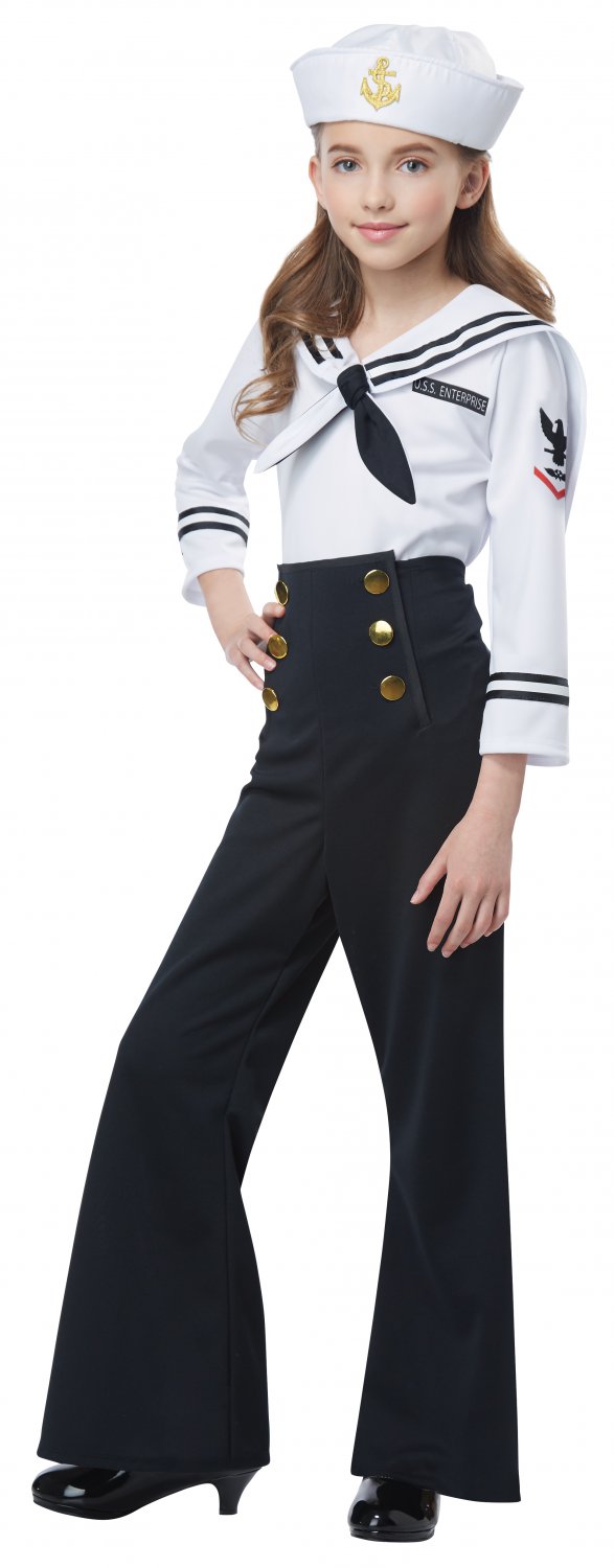 Size: Medium #00551 Captain Navy Sailor Girl Military Child Costume