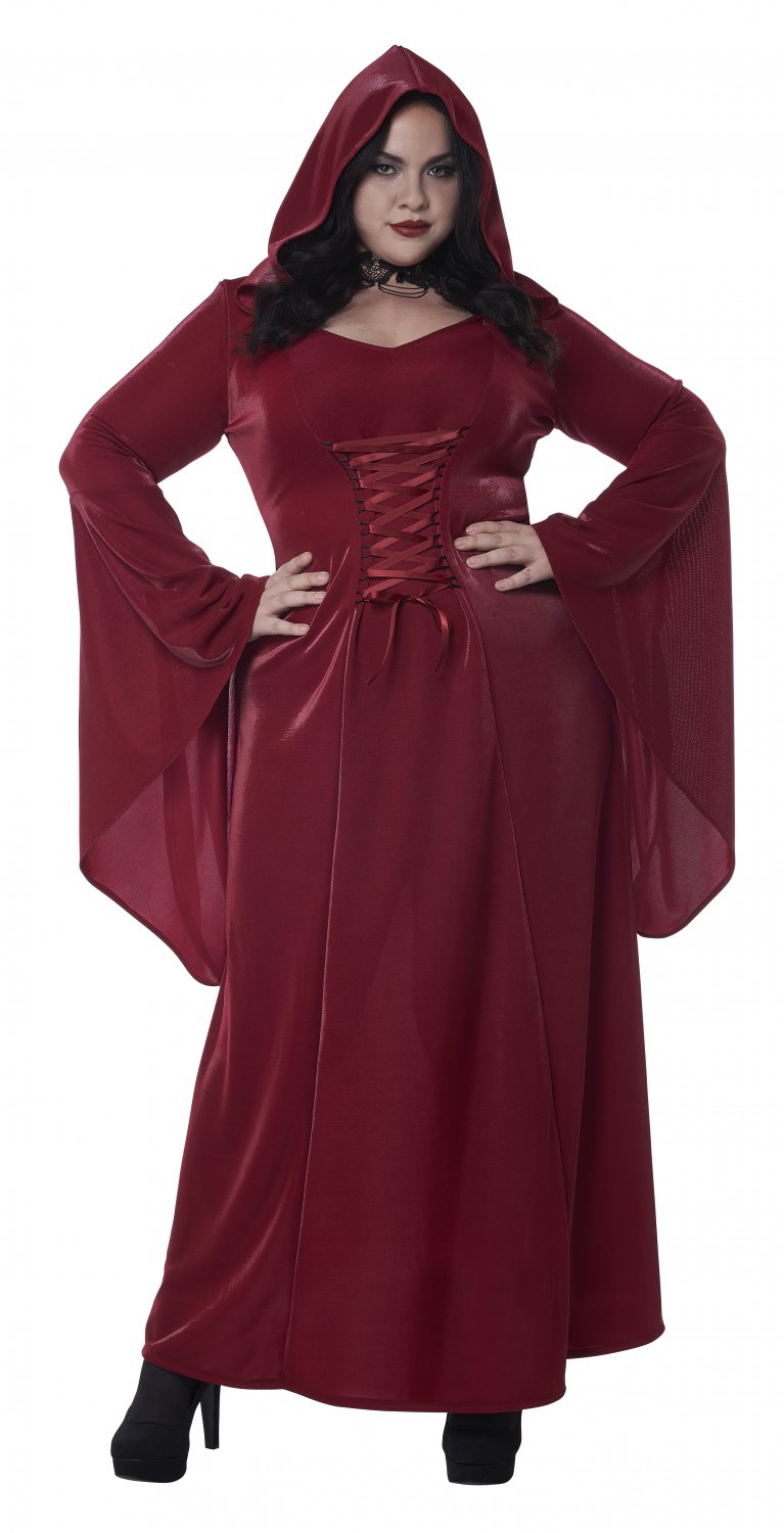 8022-093 Crimson Robe Gothic Vampire Plus Size Adult Costume