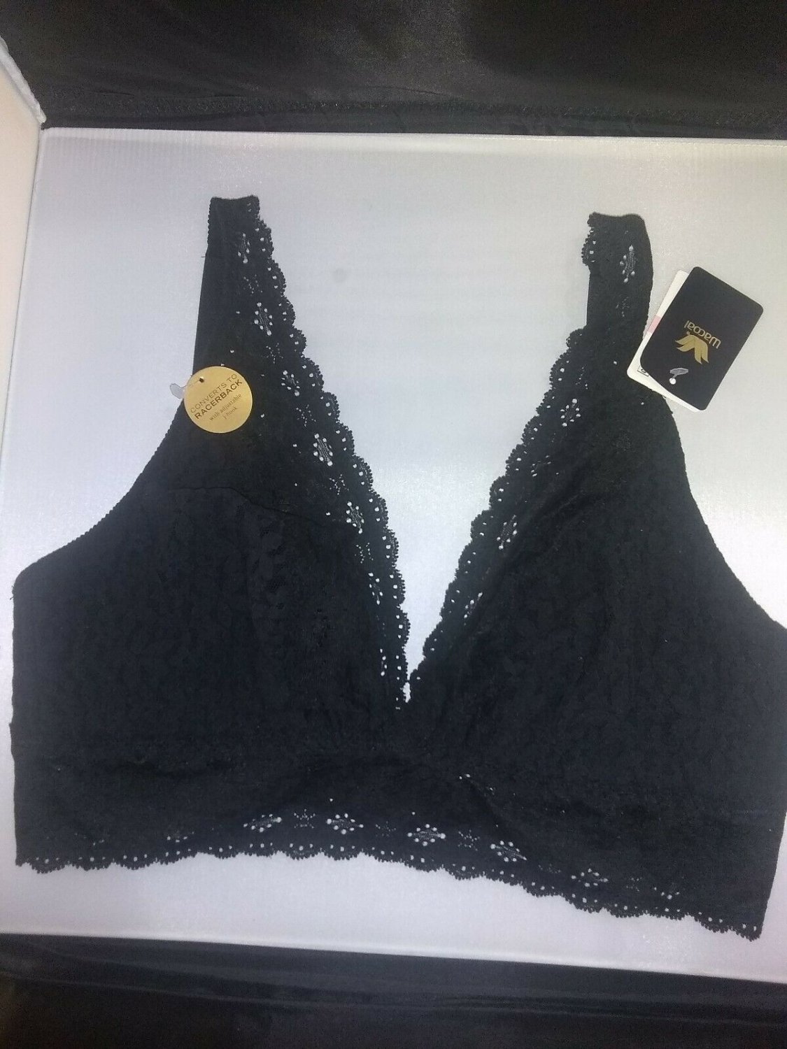 Wacoal Black Halo Lace Wire-Free Convertible Bra, Size US 40