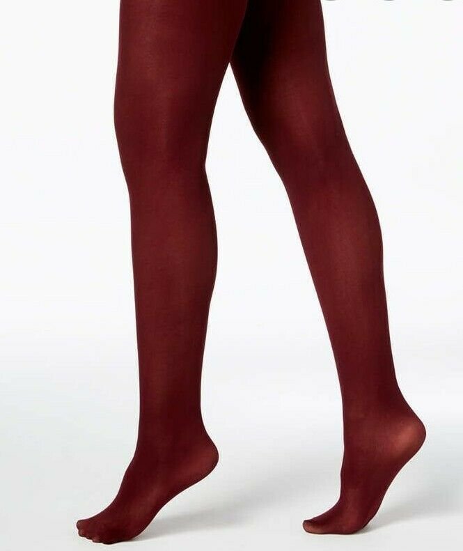 NWOT INC opaque Red /Burgundy Tights M/L.