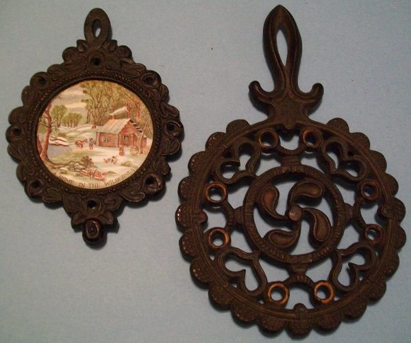Set of 2 Vintage Cast Iron Trivets-1952 JZH and Japan
