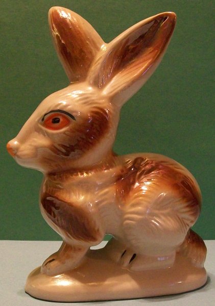 Vintage Porcelain Rabbit Statue (Lusterware, Brazil)