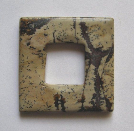 Artistic Jasper 39x39 Square Frame Pendant Bead