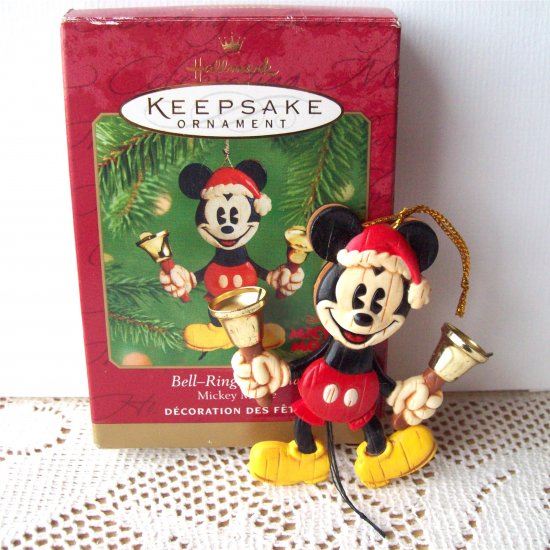 Bell Ringing Santa Mickey Mouse Hallmark 2001 Ornament Disney