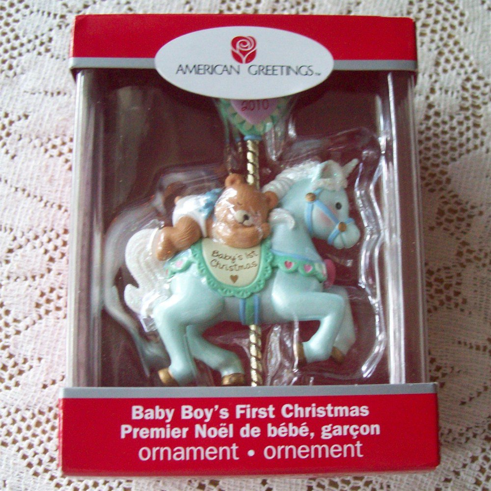 Baby Boy 2010 Babys First Christmas Carousel Pony American Greetings