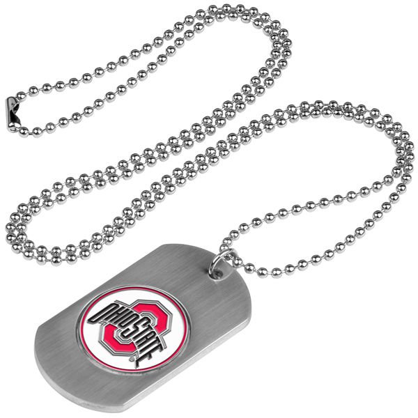 Ohio State Buckeyes Dog Tag Necklace with a embedded collegiate medallion