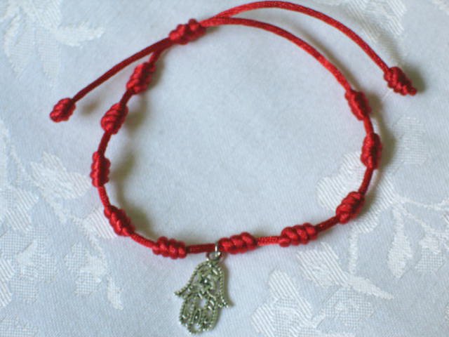 Hamsa Pendant Red String Bracelet Amulet Kabbalah