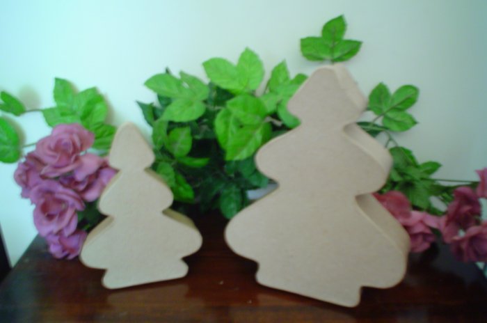 Rounded Paper Mache Christmas Tree Boxes or Angels