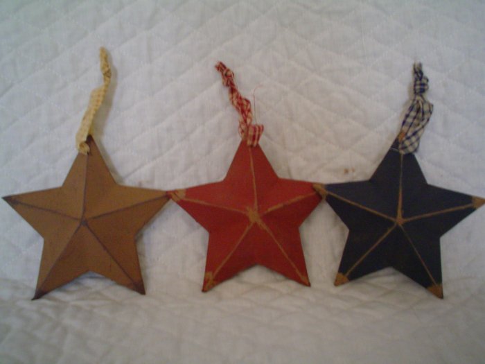 Primitive Americana Paper Mache Star Ornaments