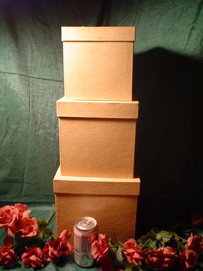 HUGE SQUARE PAPER MACHE STACKING BOXES