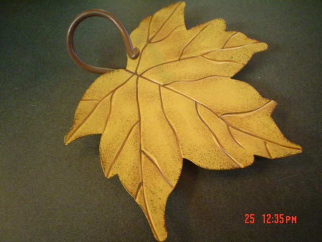Large Mustard Yellow Maple Leaf Candle Pan or Plaque