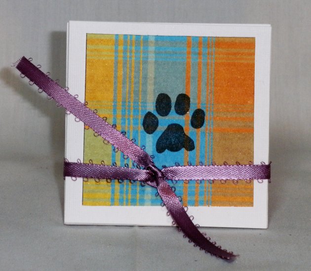 Plaid Paw Print Note Cards - Handcrafted Cards