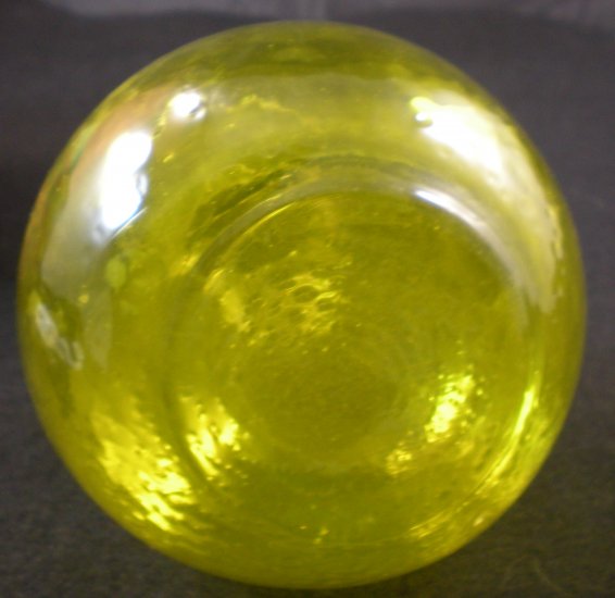 SUNNY YELLOW GLASS BALL VASE RUFFLED EDGE