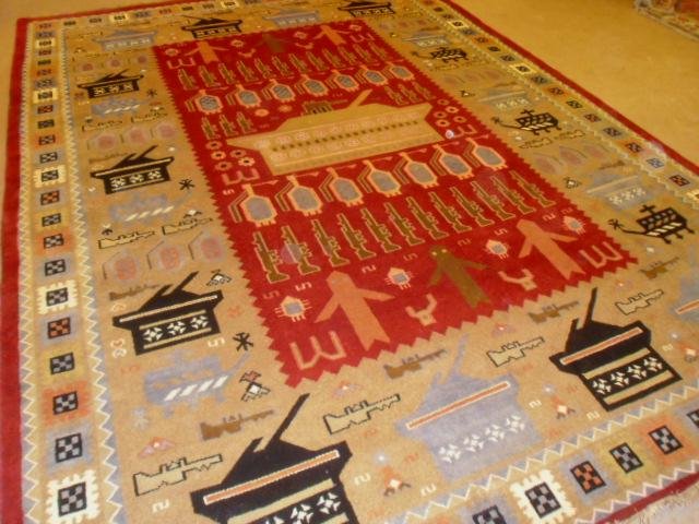 Rare Large 9x12 ft War Area Rug Carpet. (V77)